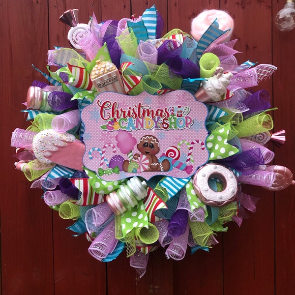Gingerbread Bakery Sign Candyland Wreath Sign, Candy Sign, Gingerbread ...