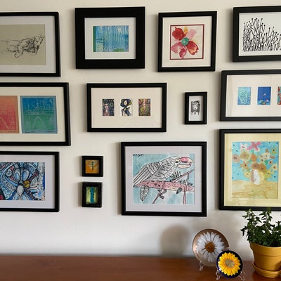 Linoleum Block Print Sunrise on the Mountains Minimal - Etsy