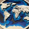 6 Layer 3D Map of the World, Multi -layer Panel,laser Cut File. 3D Wood ...