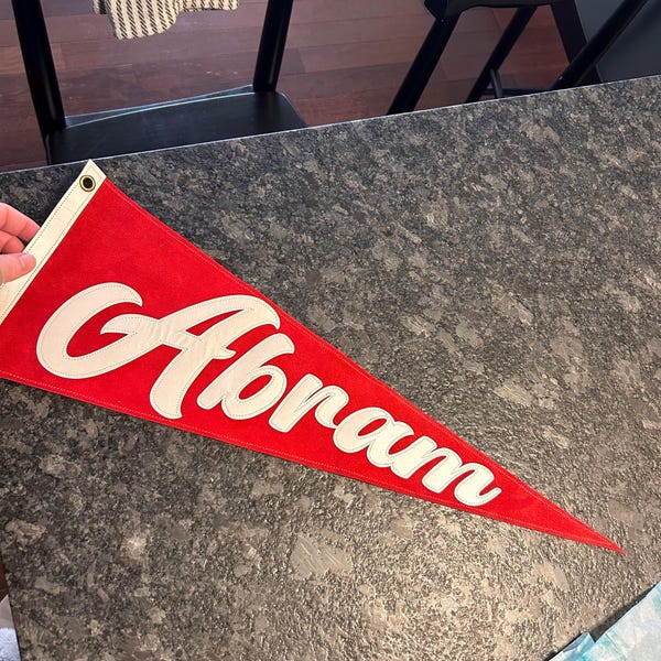 Large Single Word Custom Suede and Leather Pennant Flag Banner ...