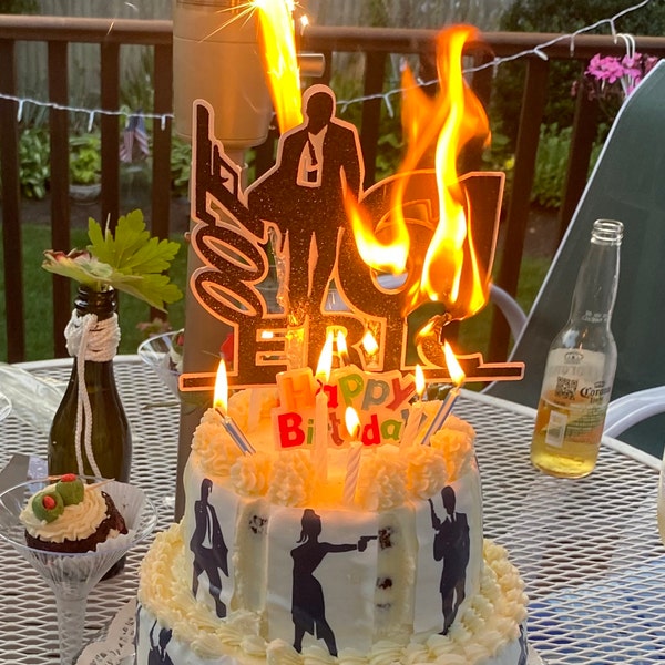 Custom 007 Cake Topper Svg, Personalized Name and Age Happy Birthday ...