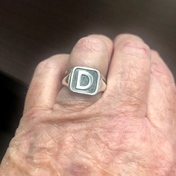 Sterling Silver Signet Ring Solid Hallmarked 925 Letter D Comfort Fit ...
