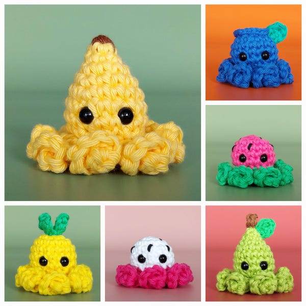 Crochet Fruit Octopus Plushie Pattern: Amigurumi Bundle (digital ...