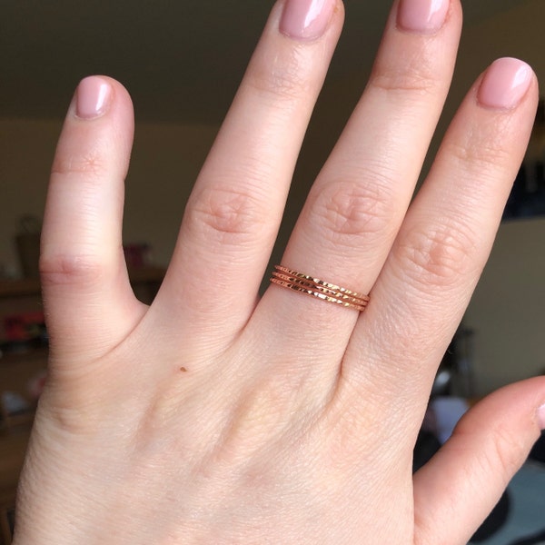 Hammered Rose Gold Stacking Rings , Sold per Ring, Gold Stacking Rings ...