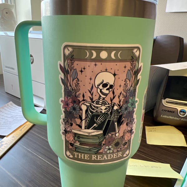 Holographic Reader Tarot Card Sticker Spooky Books Skeleton Sticker for ...