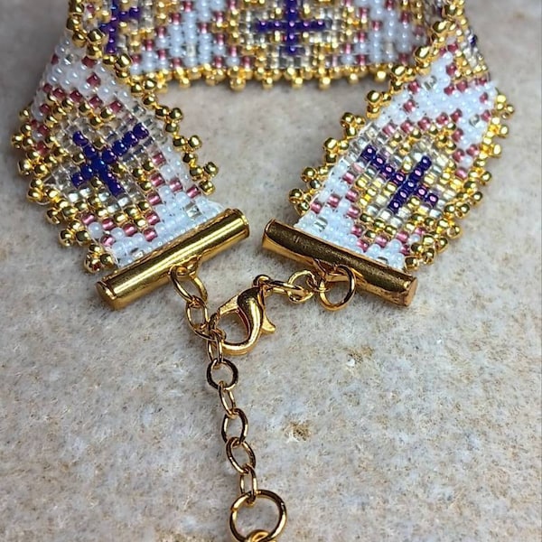 Beaded Loom Bracelet Pattern, Three Cross Design, Christian Bracelet ...