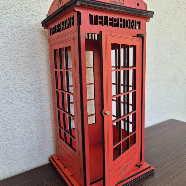Classic British Phone Booth - Laser Cut Files, DIY Wooden Model Kit ...