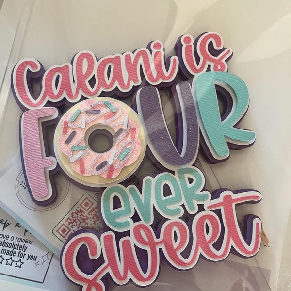 Four Ever Sweet Cake Topper | 4 Ever Sweet | Donut Theme Cake Topper ...