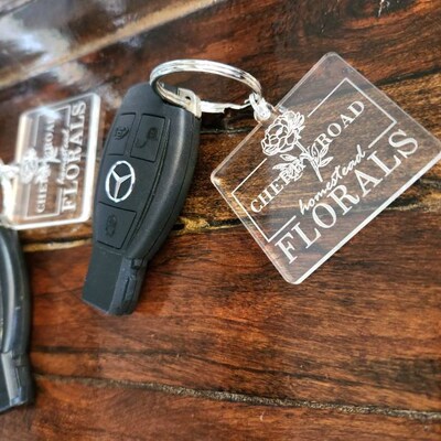 Custom Logo Rectangle or Round Keychain Personalized Keychain Engraved ...