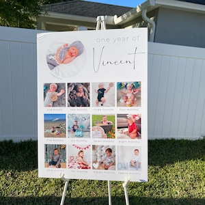 Printable One Year of Photo Poster Template, Modern 1st Birthday ...