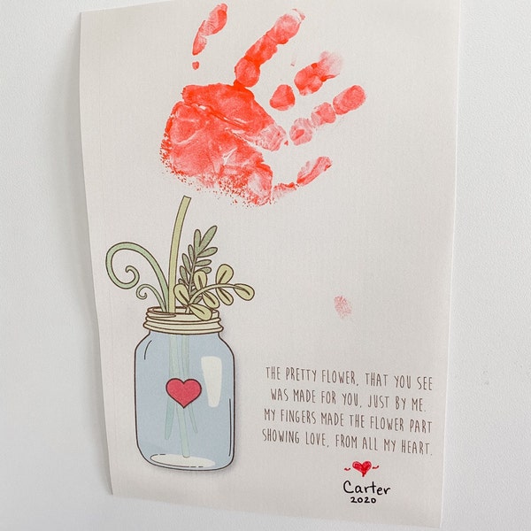 Handprint Art Craft / One Flower Poem / Keepsake Memory Child Baby Kids ...