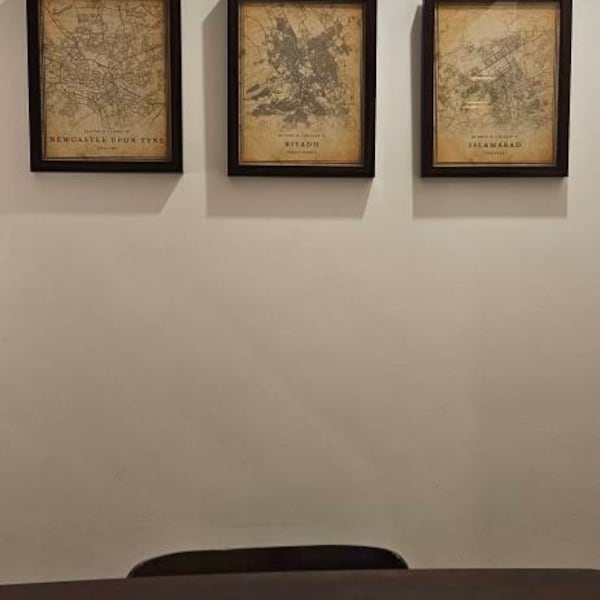 Set of 3 ANY CITY Vintage Map Posters | Personalized Antique Map Prints ...