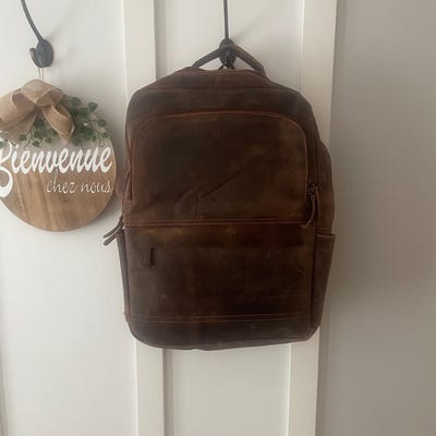 Full Grain Rustic Brown Leather Backpack for Men and Women Men Leather ...