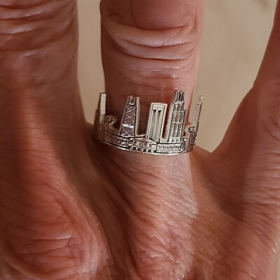 Your City Ring Any Cityscape Ring Travel Ring Custom Silver Ring State ...