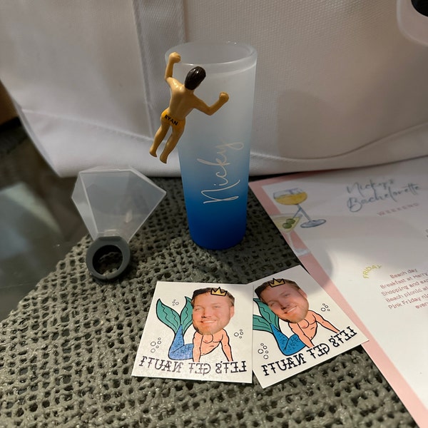 Let's Get Nauti Grooms Face Bachelorette Party Tattoos Favors, Mermaid ...