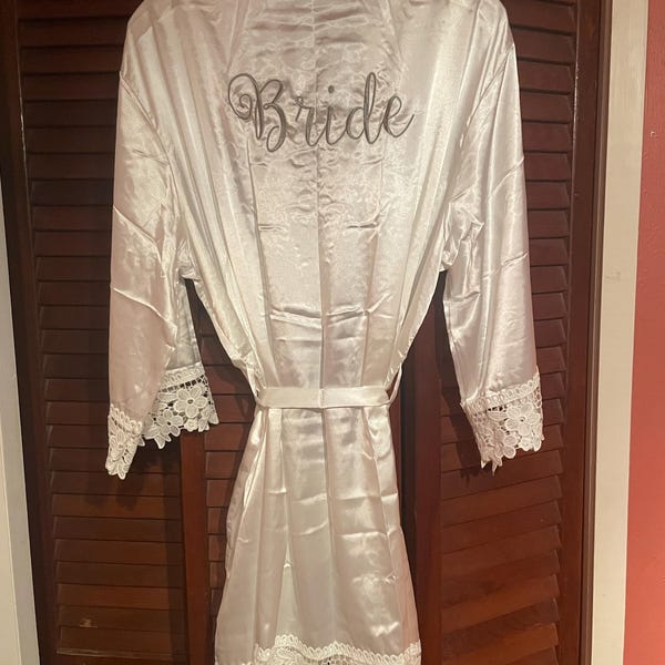 Embroidered Robes,personalized Silk Robes,bridal Robe, Bridesmaids ...