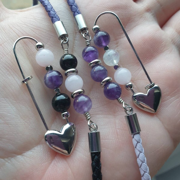 Handmade Empath Protection Necklace, Dainty Heart Safety Pins With ...