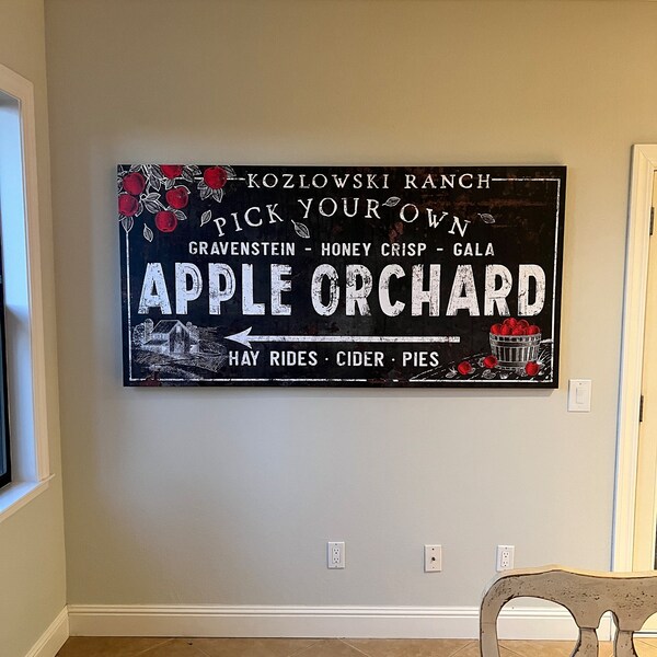 Personalized Apple Orchard Sign – Rustic Fall Decor, Modern Farmhouse ...