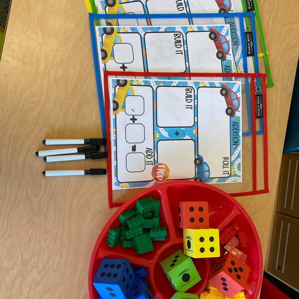 Addition Worksheet, Roll It, Build It, Add It, Montessori Printable ...