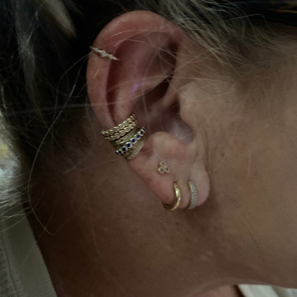 14K Gold Diamond Ear Cuff, Three Diamond, Non-piercing, Ear Wrap, Gold ...