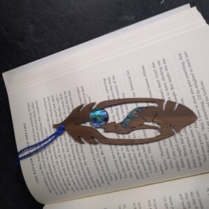 Howling Wolf Feather Bookmark Wood Bookmark Bookmark | Etsy