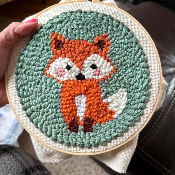Animal Punch Needle Kit Craft Present for Beginner Diameter 8 Inch ...