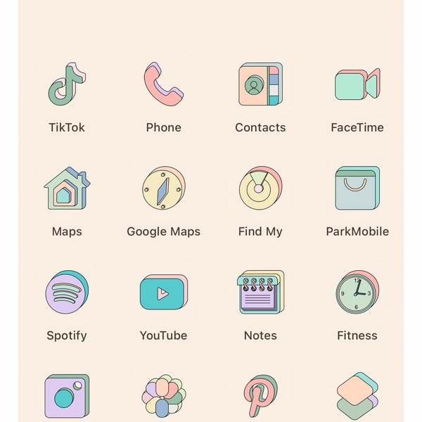 Ios 16 App Icon Pack With 100 Aesthetic Icons | iPad and iPhone Icon ...