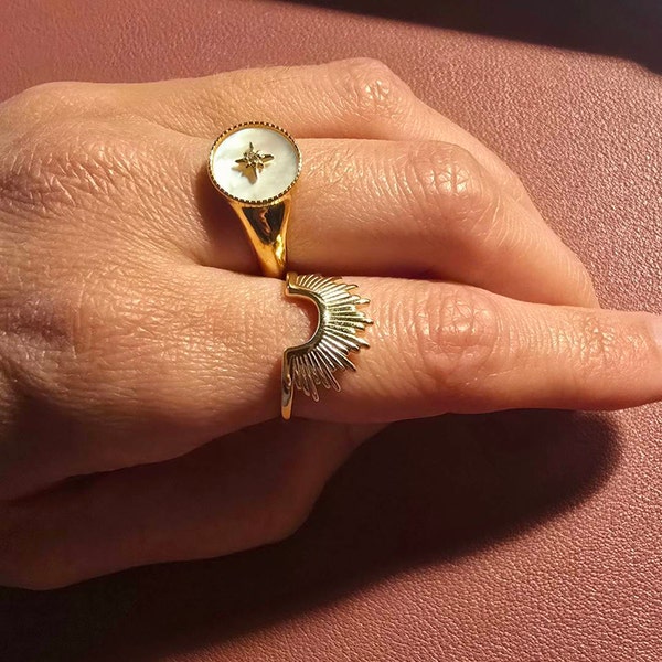 Sun Ring - Rising Sun Ring - Gold Dainty Ring - Spike Ring - Statement ...