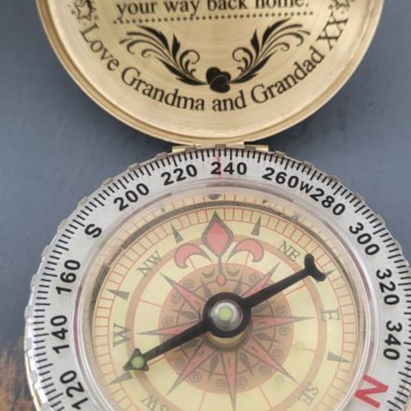 Customized Grandson Name Engraved Compass Gift From Grandma Grandpa ...