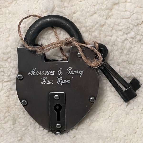 Personalized Custom Hand-forged Love Lock silver Engraved Padlock ...