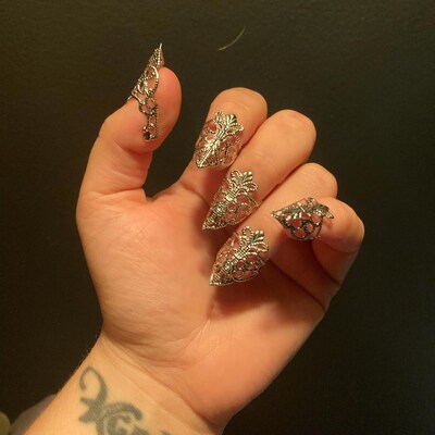 Gold Claw Ring, Nail Ring Claw, Finger Nail Armor, Wudu Press on Nails ...