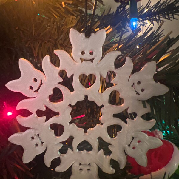 Cute Bat Snowflake Batflake Gothmas Hexmas Tree Decoration 3d Printed ...
