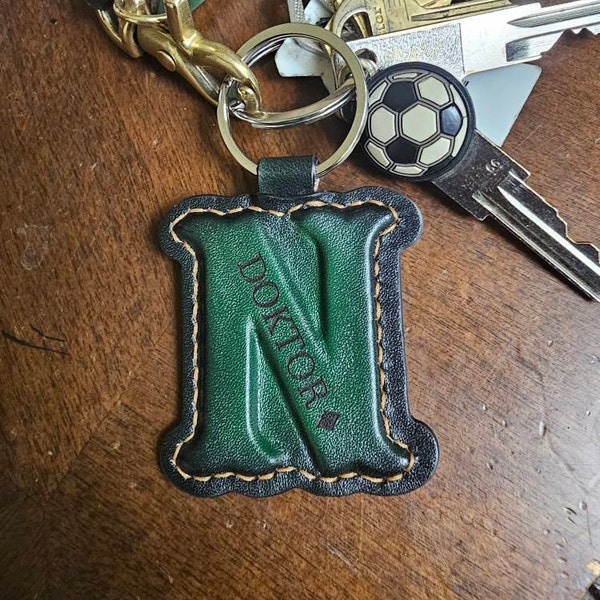 Leather Initial Charm Keychain Accessories - Handcrafted Personalized ...