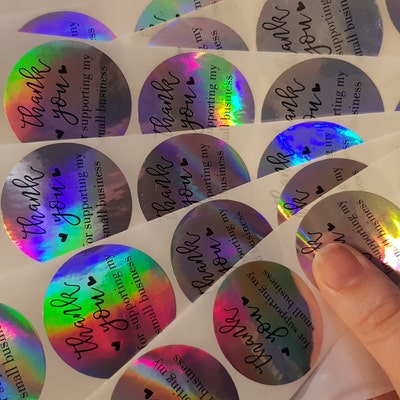 1.5 Inch Large Thank You Stickers Holographic Foil Business Stickers ...