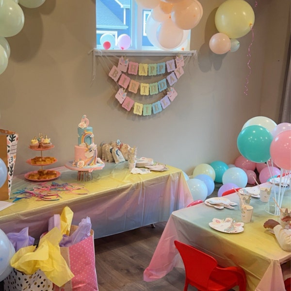 Unicorn Happy Birthday Banner, Rainbow & Unicorn Birthday Party ...