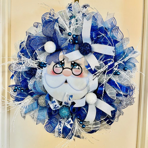 Santa Face Wreath Sign, Wreath Attachment, Metal Wreath Sign, Santa ...