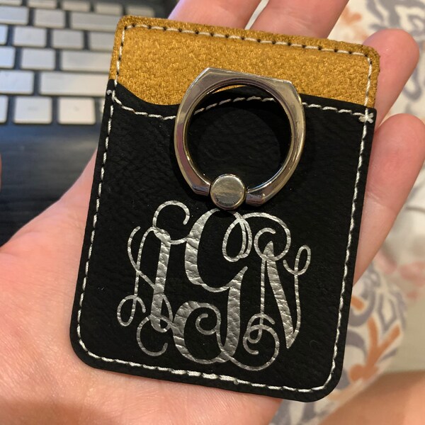 Card Wallet With Ring | Personalized Leather Phone Wallet ...
