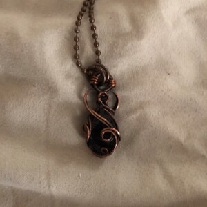 Lemon Quartz Necklace 'tyet' Wire Wrap Pendant Oxidized Copper Jewelry ...