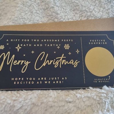 Personalised Christmas Gold Foil Scratch Gift Voucher, Gold Foil ...