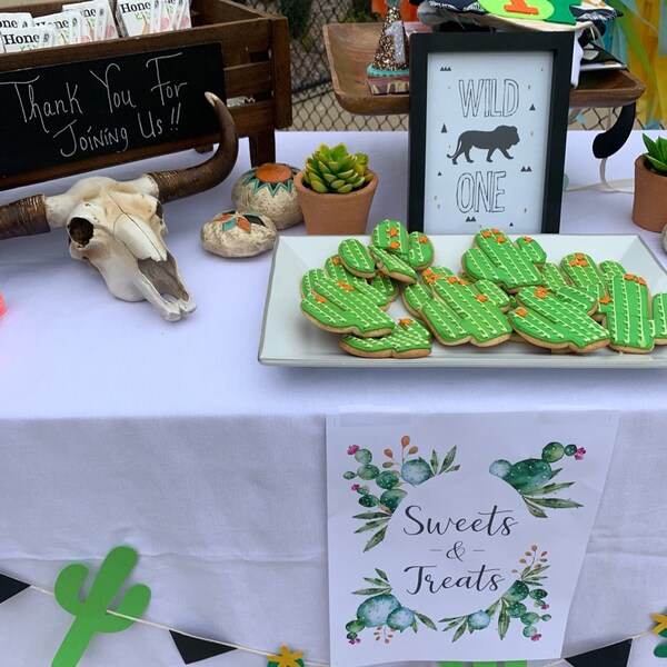 Cactus Sweets and Treats Table Sign, Succulent Shower, Instant Download ...