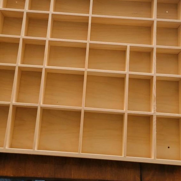 Dark Wooden Display 28 Compartments | Shadow Box | Brown Wall Hanging ...