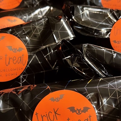 Trick or Treat Bag Stickers Halloween Labels Custom Halloween Stickers ...