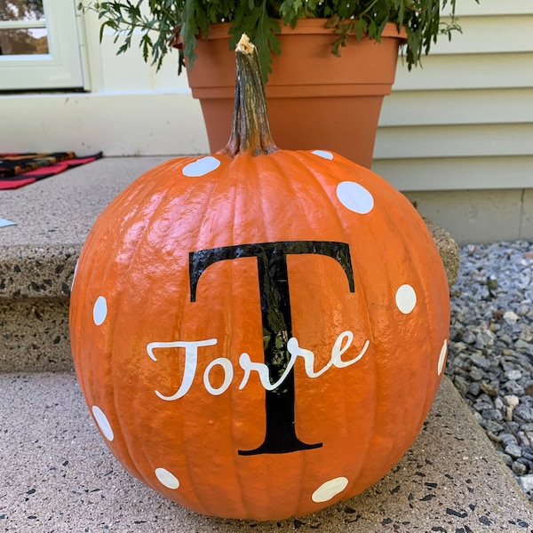 Monogrammed Personalized Name Pumpkin Decal ~ Polka Dot Pumpkin ...