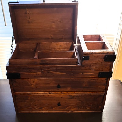 Hidden Gun Storage Box , Valet Box for Man , Reclaimed Wood Box With ...