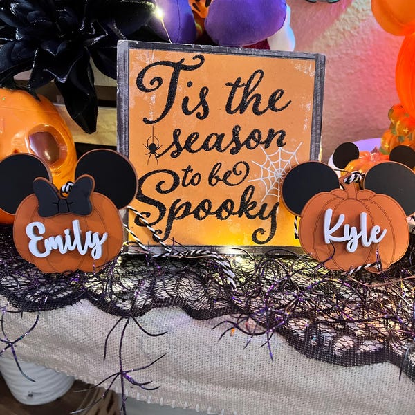 Pumpkin Mouse Name Tags / Halloween Basket Tags / Mouse Ears Name Tag ...