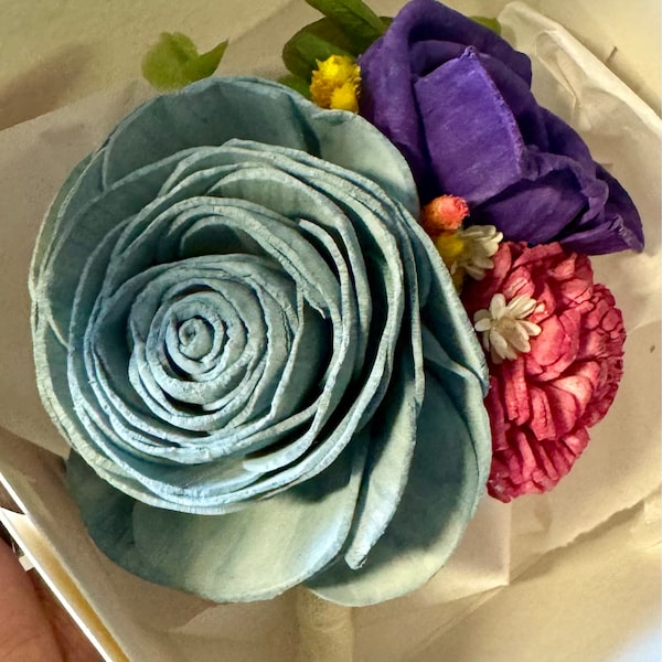 Custom Bouquet Rust Burnt Orange Slate Dusty Blue Navy Terracotta Peach ...