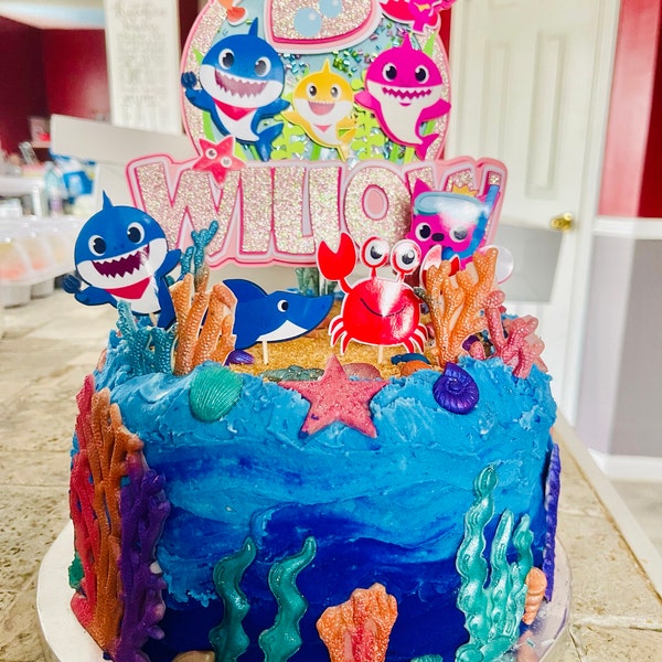 Baby Shark Cake Topper, Baby Shark Birthday, Cupcake Topper, Ping Fong ...