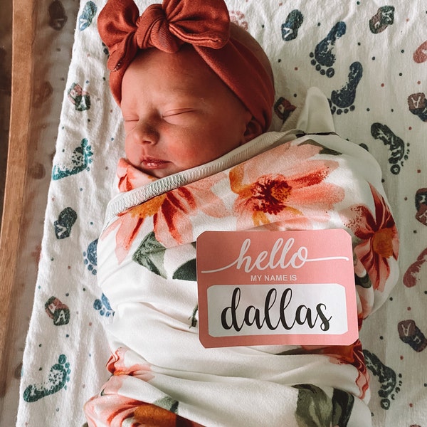 Hello My Name is Sticker - Baby Announcement - Baby Introduction ...