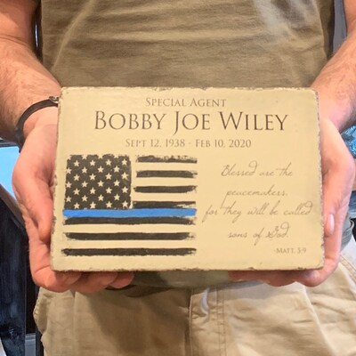 Police Memorial Stone for Home to Garden. 6x9 or 9x12 Tumbled Concrete ...