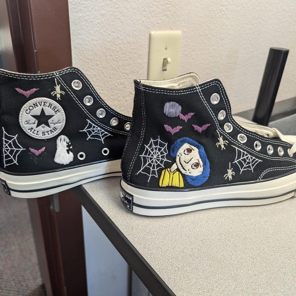 Skeletons Embroidered Converse, Custom Bone Lover Embroidered Shoes ...